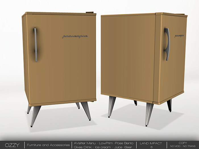 Second Life Marketplace - [[OZZY]] Mini Fridge Retro - Cream